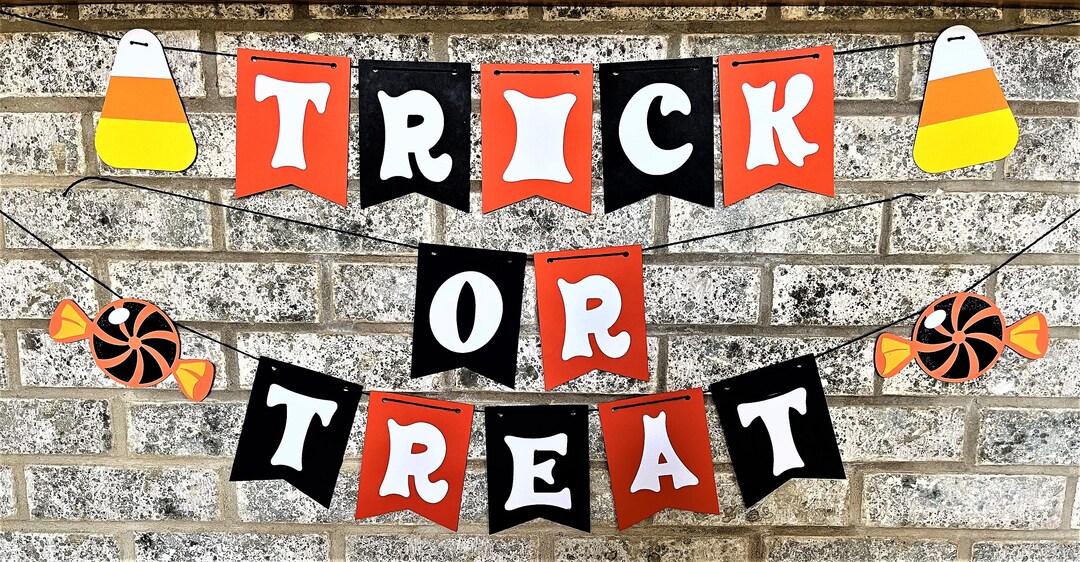 Trick or Treat Banner, Trick or Treat Decor, Trick or Treat Garland ...