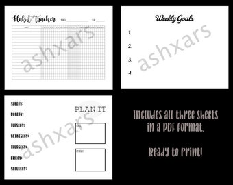 30 Day Habit Tracker Printable With Cute Cats PDF A4 & US Letter, PNG ...