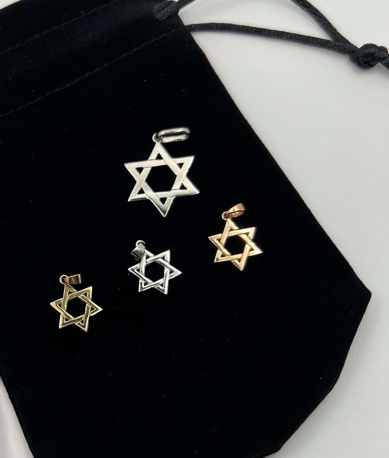 18K Solid Gold Star of David - Magen David Pendant - Your Choice of ...