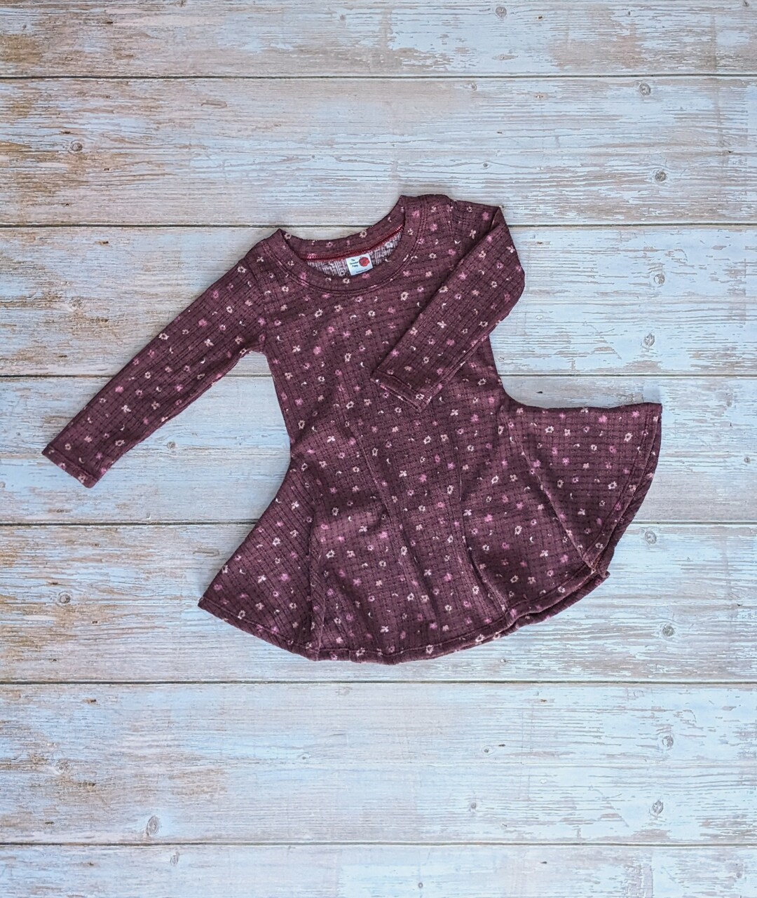 Maroon Dress for Toddler Girl, Simple Dress With Flowers for Girls ...