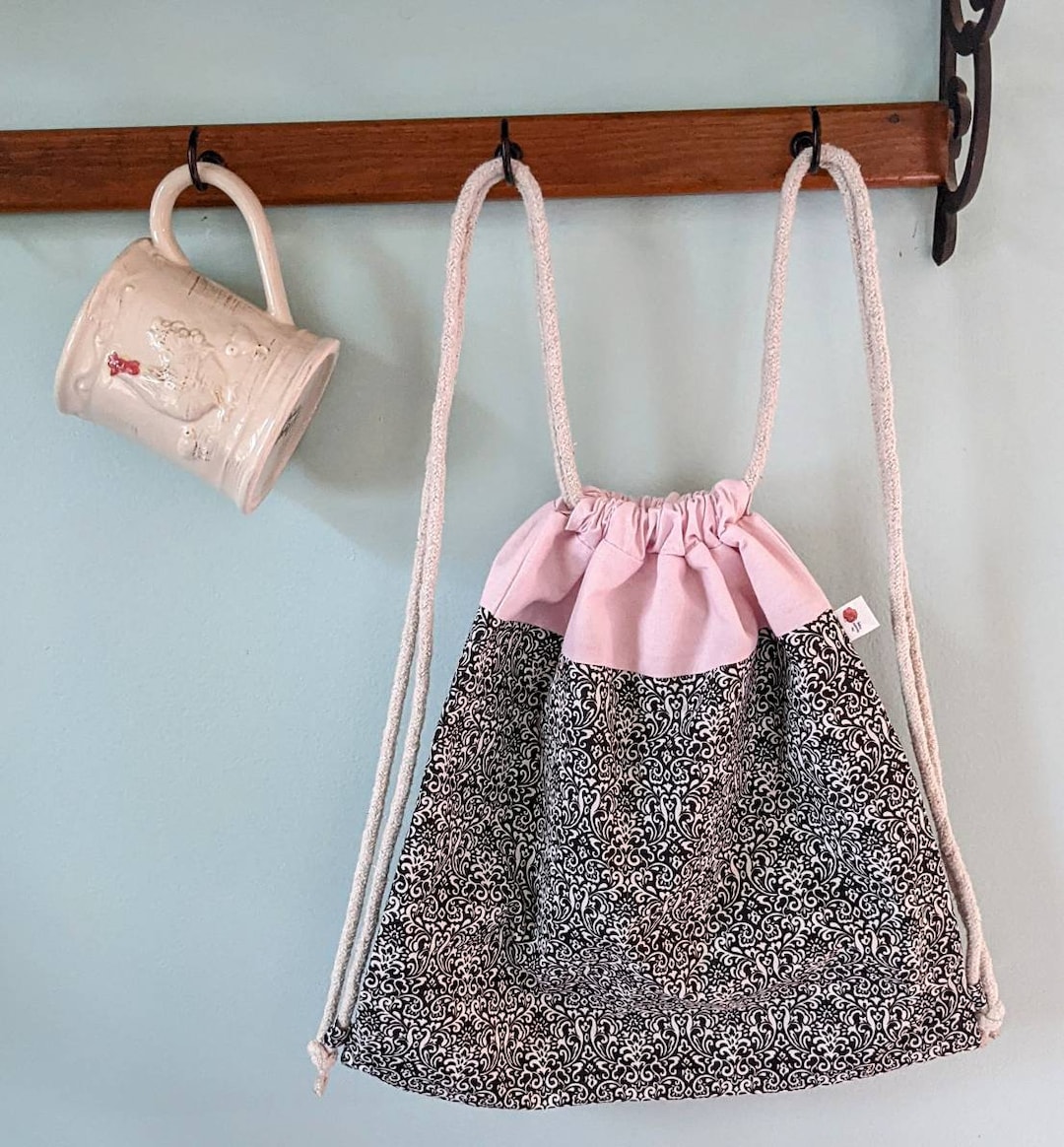 Black Drawstring Bag, Dance Bag for Girls, Cloth Backpack With ...