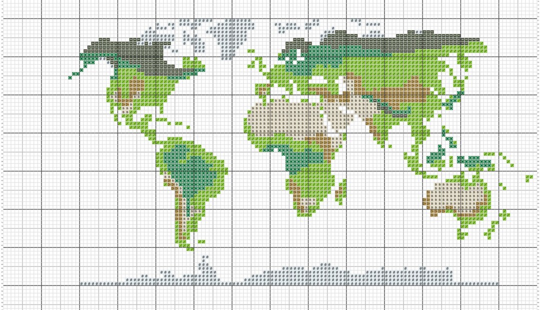 World Map Cross-stitch Pattern - Etsy