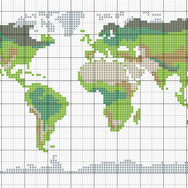 World Map Cross Stitch Pattern - Etsy