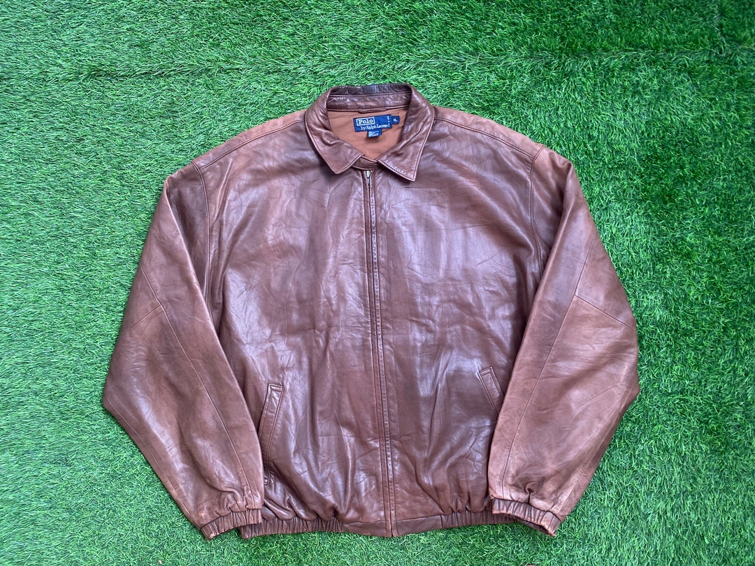 Vintage Polo Ralph Lauren Leather Bomber Harrington Jacket - Etsy