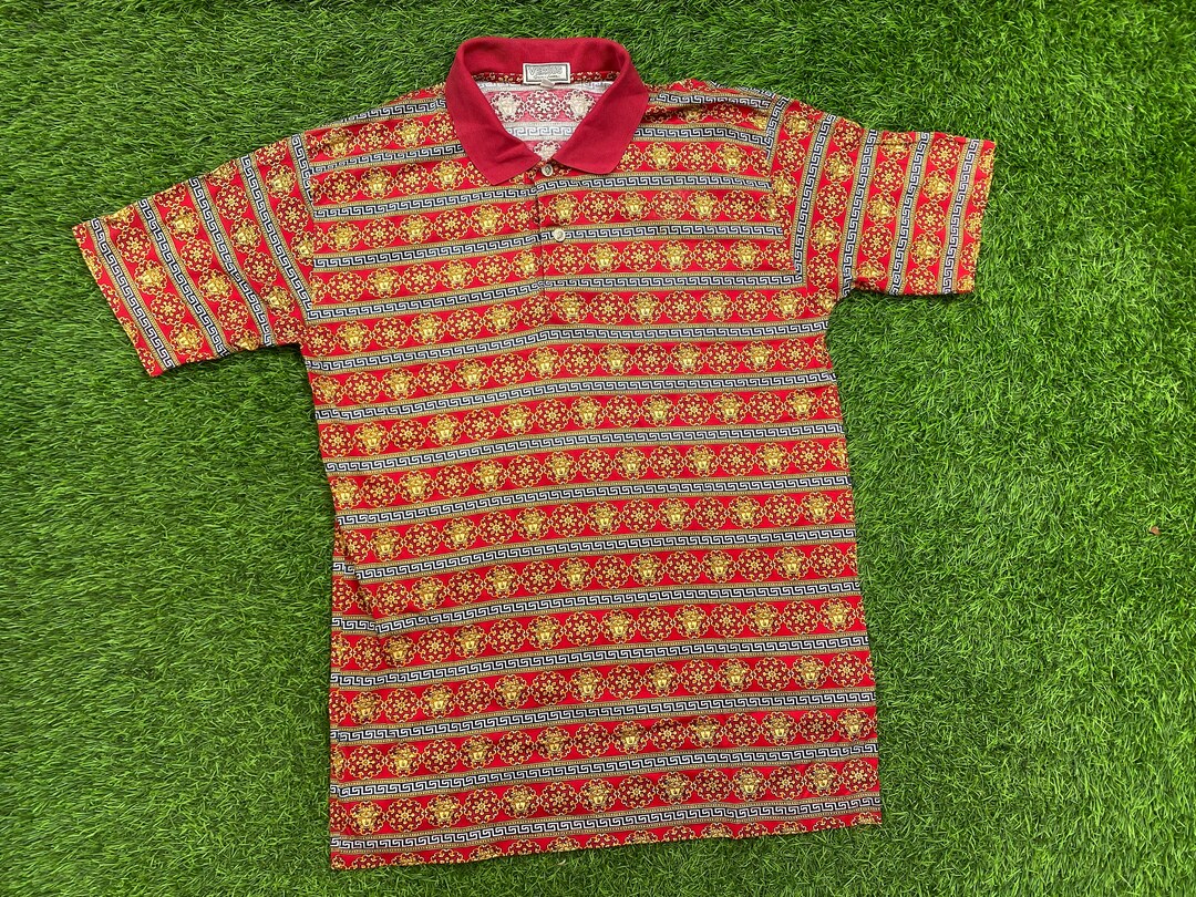 Rare Vintage Gianni Versace Medusa Monogram Full Print Polo - Etsy