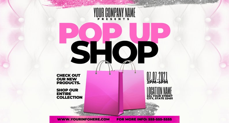DIY Pop up Shop Pink Flyer, Canva Template, Premade Templates, Social ...