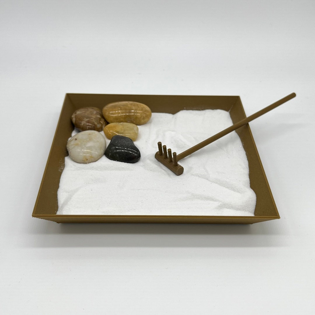 Desktop Zen Garden 5.5" X 5.5" 3D Printed With Rake, Sand and 5 Premium ...