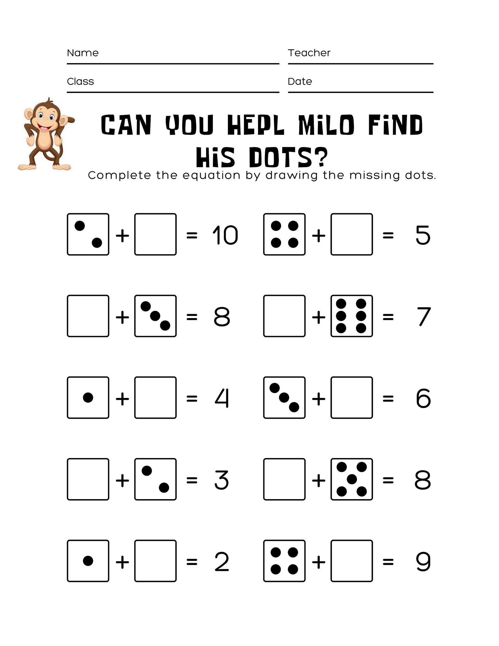 Children's Math Worksheets 10 Sheets | Etsy