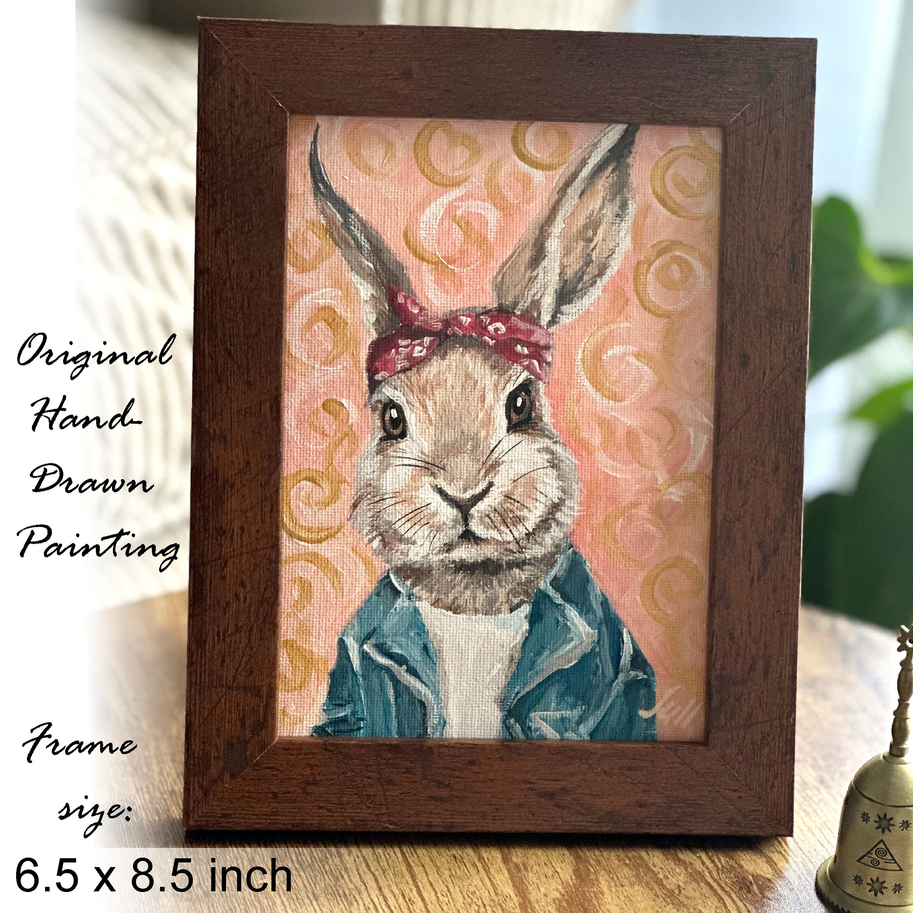 Adorable Rabbit in Hip Bandana and Stylish Jacket - Handmade Frame ...