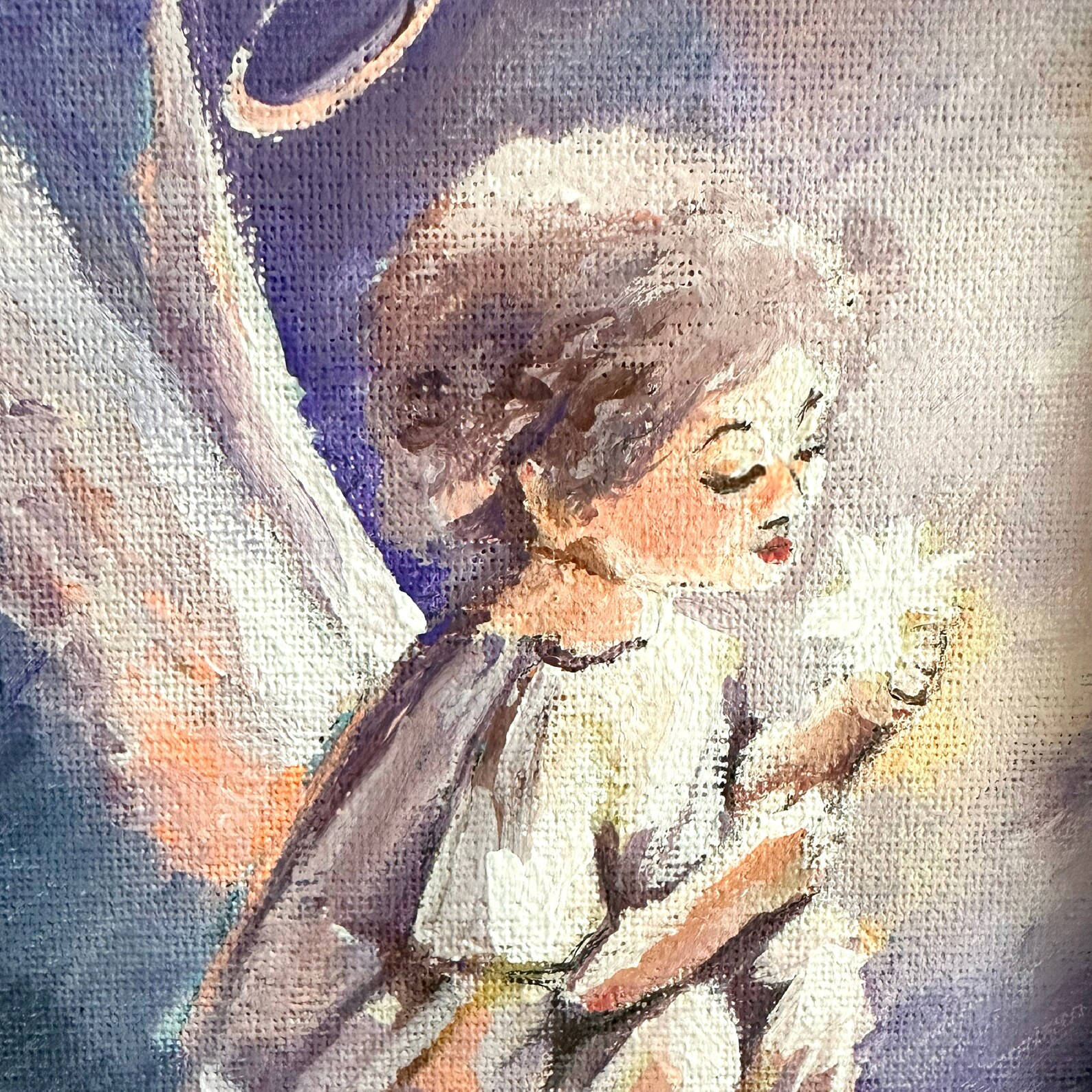 Heavenly Angel, Hand-painted Framed Canvas Art Piece, Beautiful Angel ...