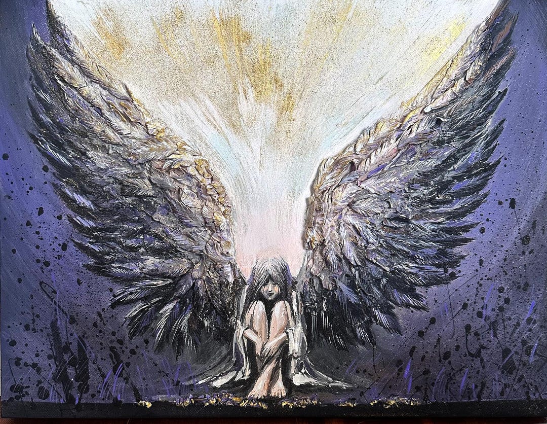 Sad Angel Painting: Original Acrylic Art on Canvas - Etsy