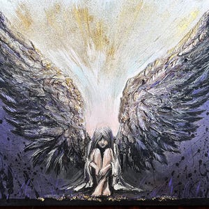 Sad Angel Painting: Original Acrylic Art on Canvas - Etsy