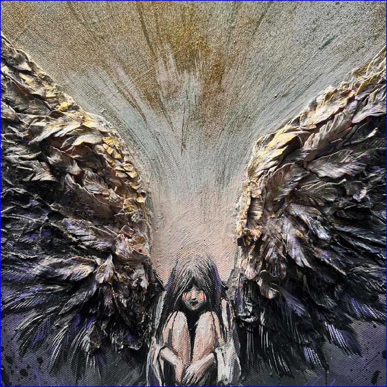 Sad Angel Painting: Original Acrylic Art on Canvas - Etsy