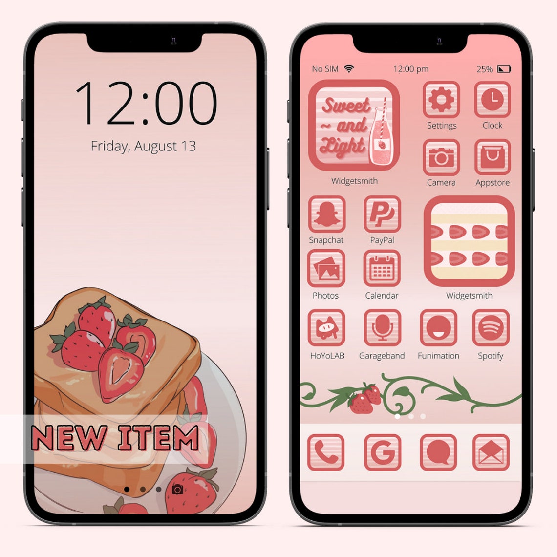 120+ Pink Berry Pancake Aesthetic Phone Theme Widgets - Etsy