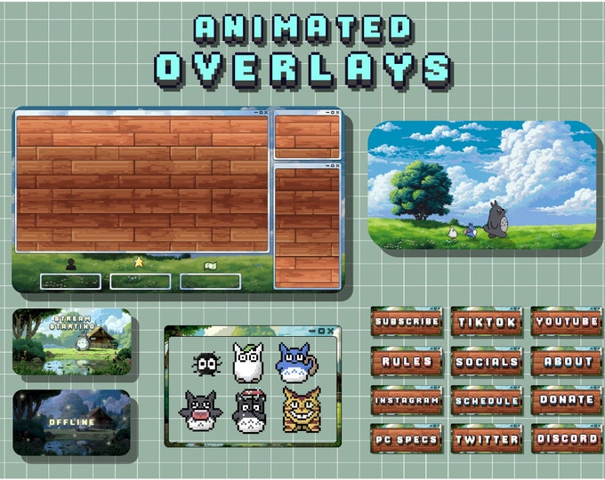 Animated Twitch Screens/overlays Pixel Art Stream Starting/brb/offline ...