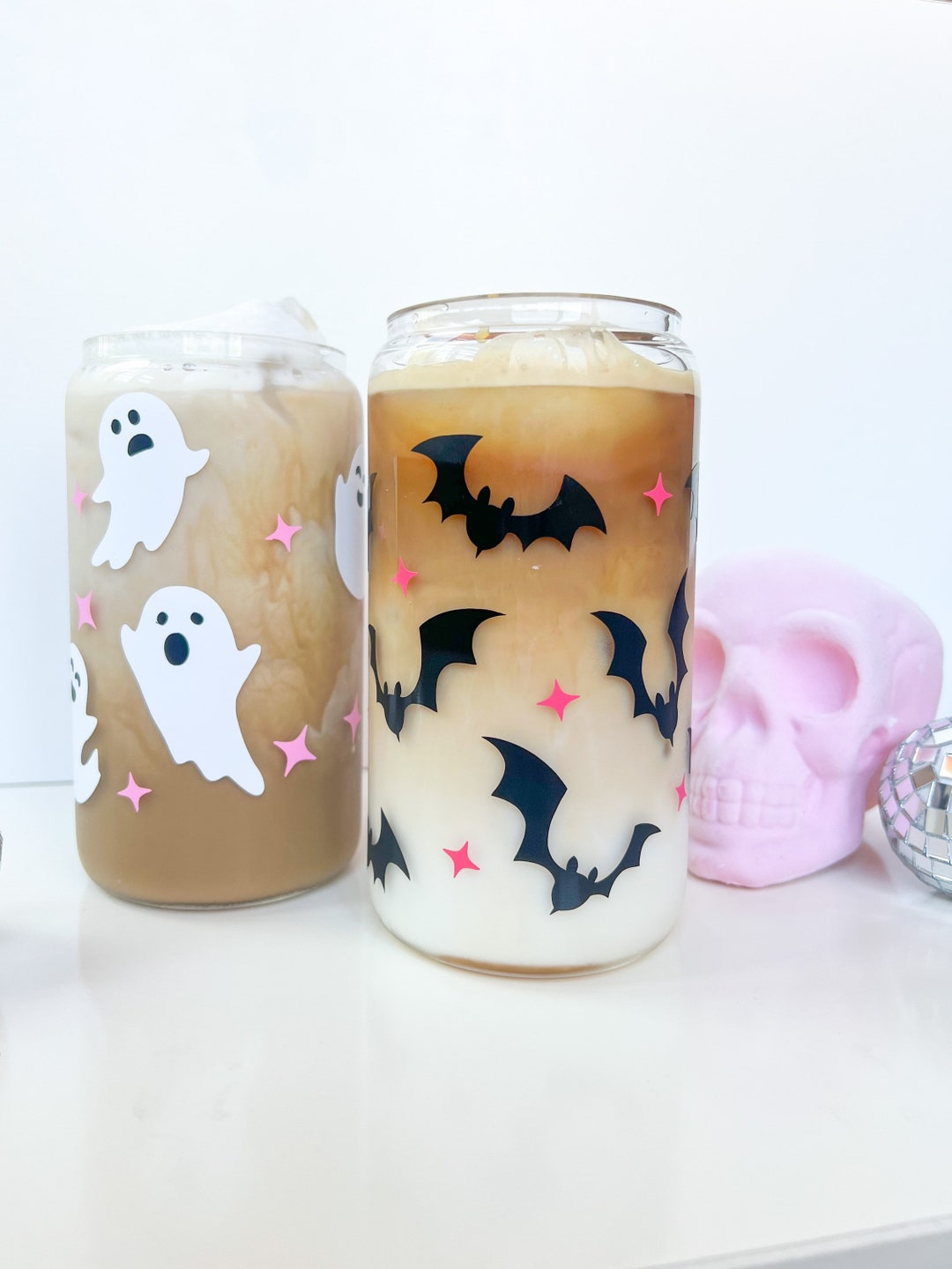 Spooky Modern Coffee Glass Beer Can Glass Halloween Iced - Etsy