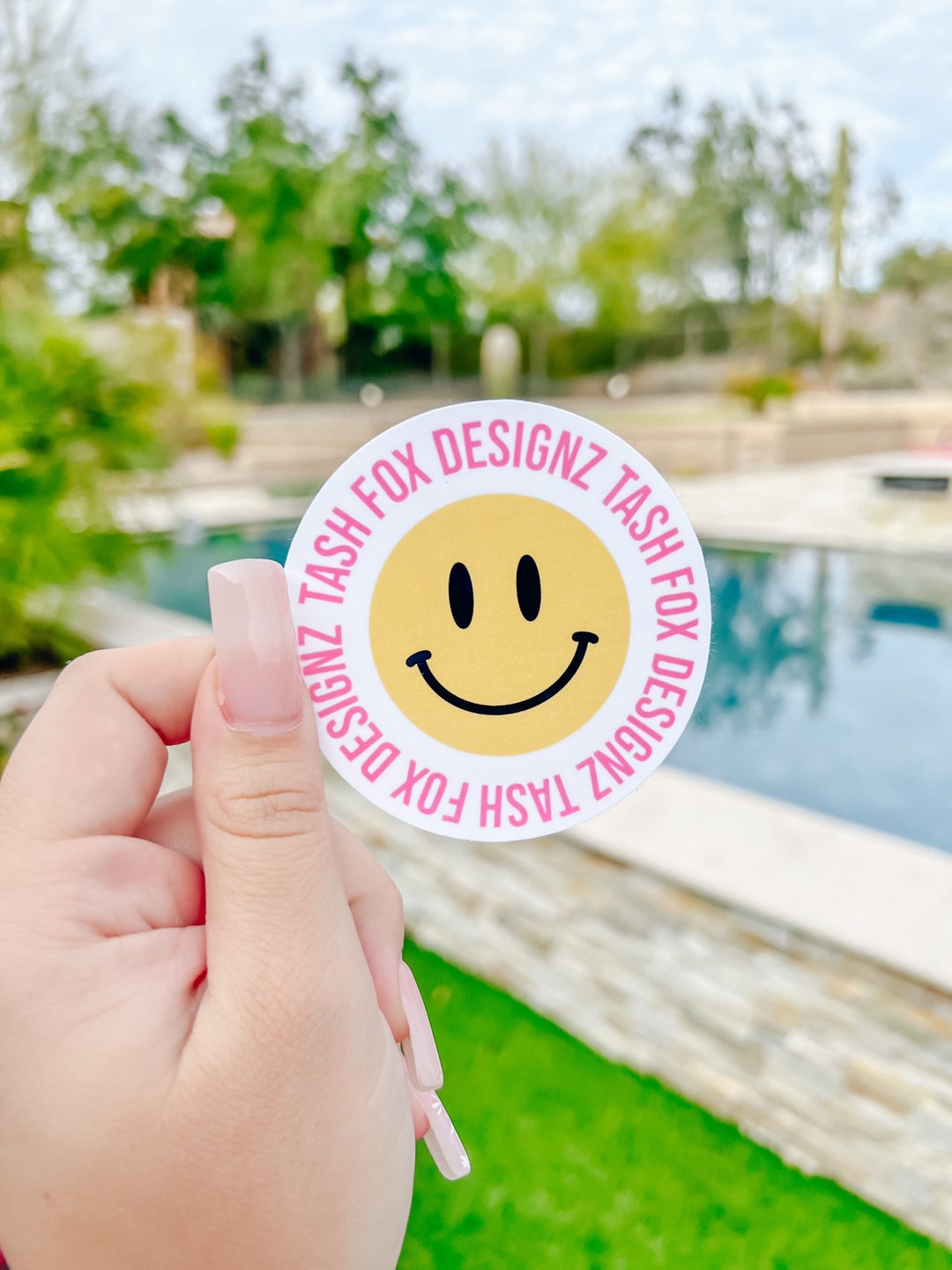 CUSTOM TEXT Smiley Sticker - Etsy