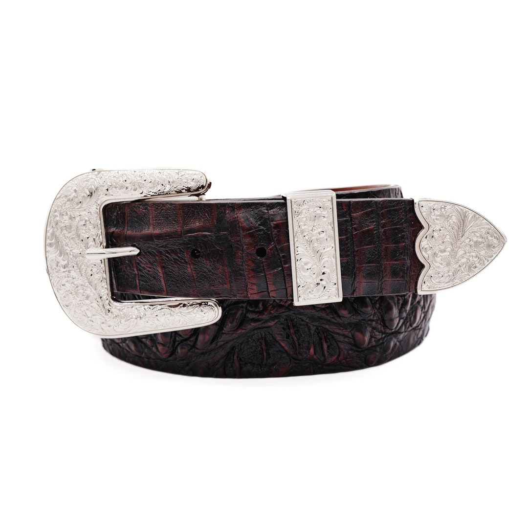 The Taylor Black Cherry Hornback Leather Belt made in U.S.A - Etsy