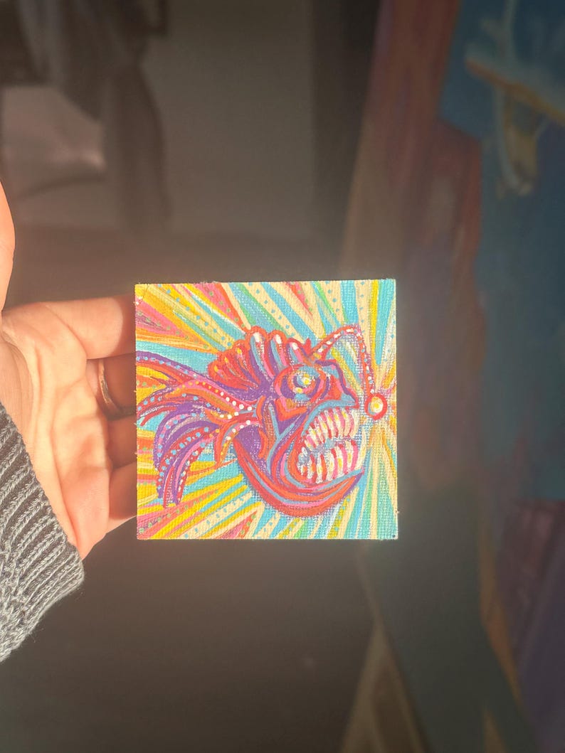 The Angler Fish, Acrylic Painting on a Magnetic Canvas - Etsy