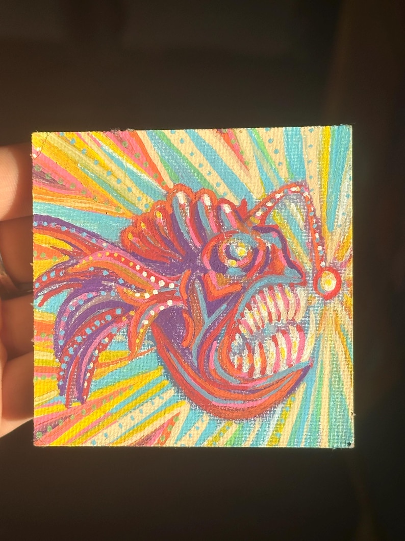 The Angler Fish, Acrylic Painting on a Magnetic Canvas - Etsy