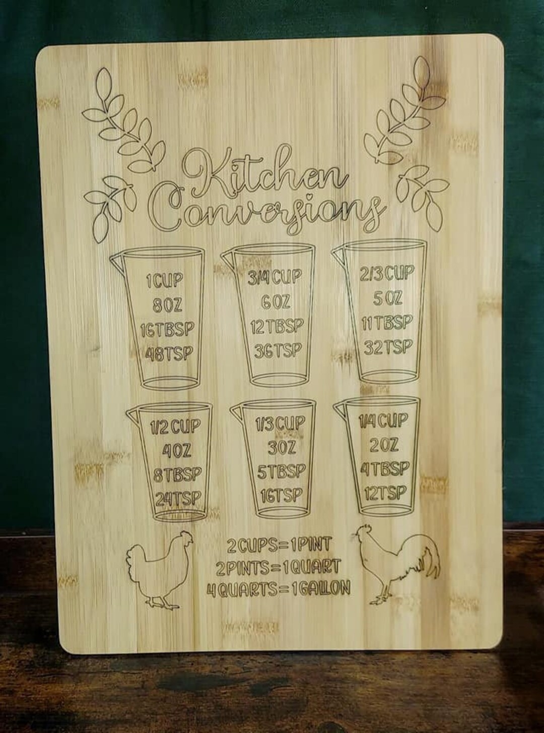 Kitchen Conversion Bamboo Cutting Board - Etsy