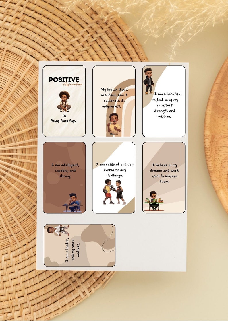 Affirmation Cards for Young Black Boys PRINTABLE Memo Board Self-love ...