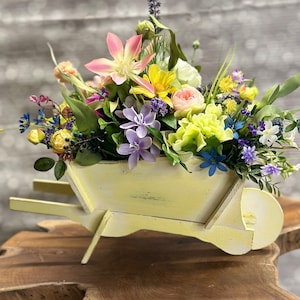 Wheel Barrel Silk Floral Arrangement - Etsy