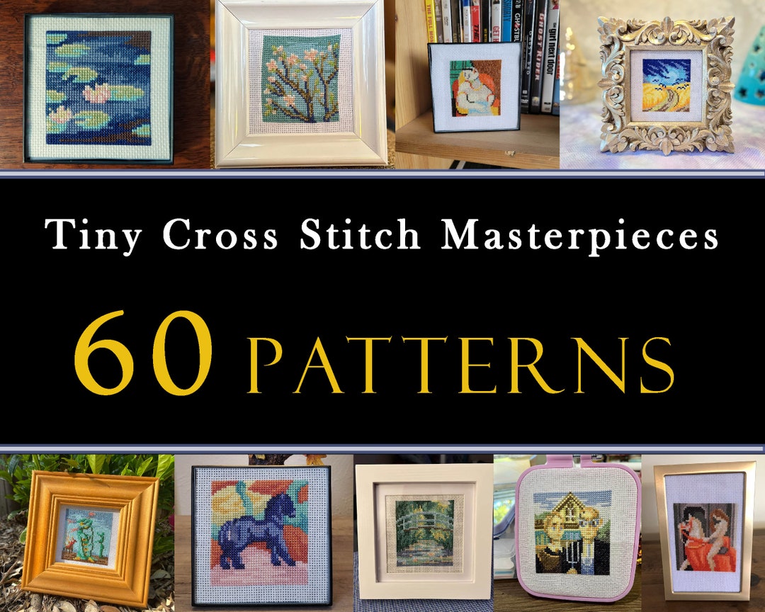 60 Tiny Cross Stitch Masterpieces Set , Mini Cross Stitch Famous ...