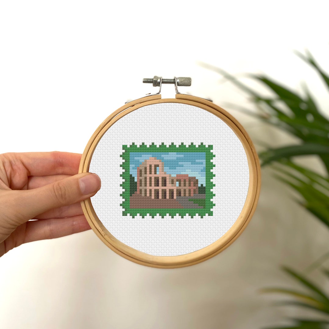 Tiny Cross Stitch Rome Colosseum Cross Stitch , Mini Cross Stitch Stamp ...