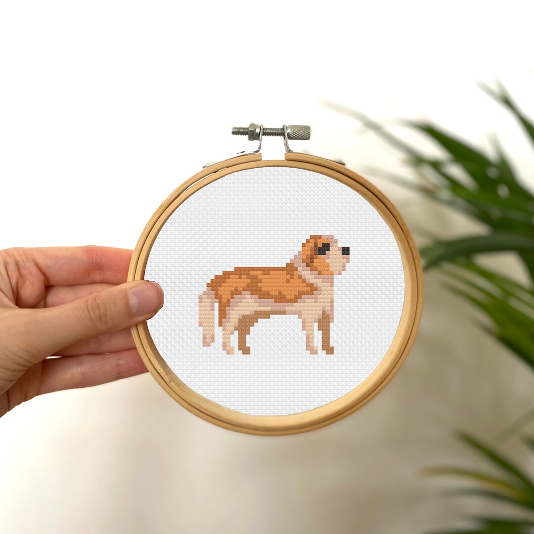 Tiny Cross Stitch Brown English Mastiff , Mini Cross Stitch Dog , Small ...