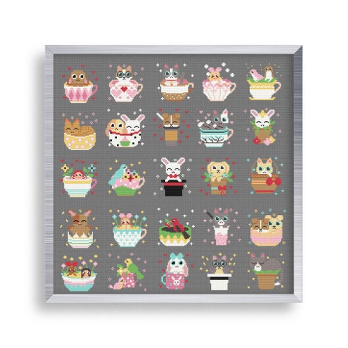 25 Christmas Cross Stitch Mini Animals Pattern Set Tiny - Etsy