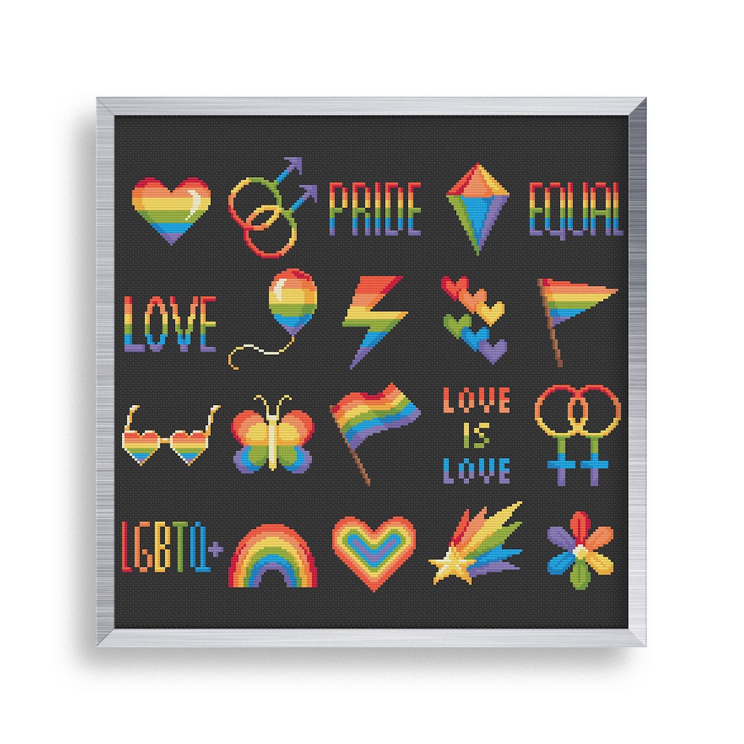 20 Pride Cross Stitch Mini Pattern Set , Tiny Cross Stitch LGBTIQA ...
