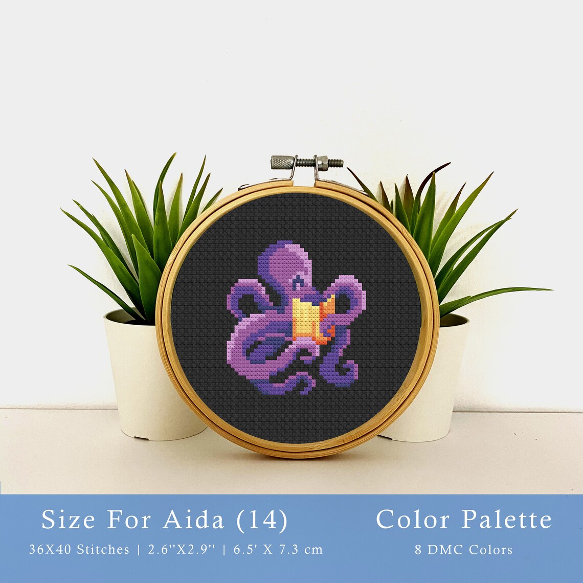 Tiny Cross Stitch Octopus Reading a Book Pattern , Funny Cross Stitch ...