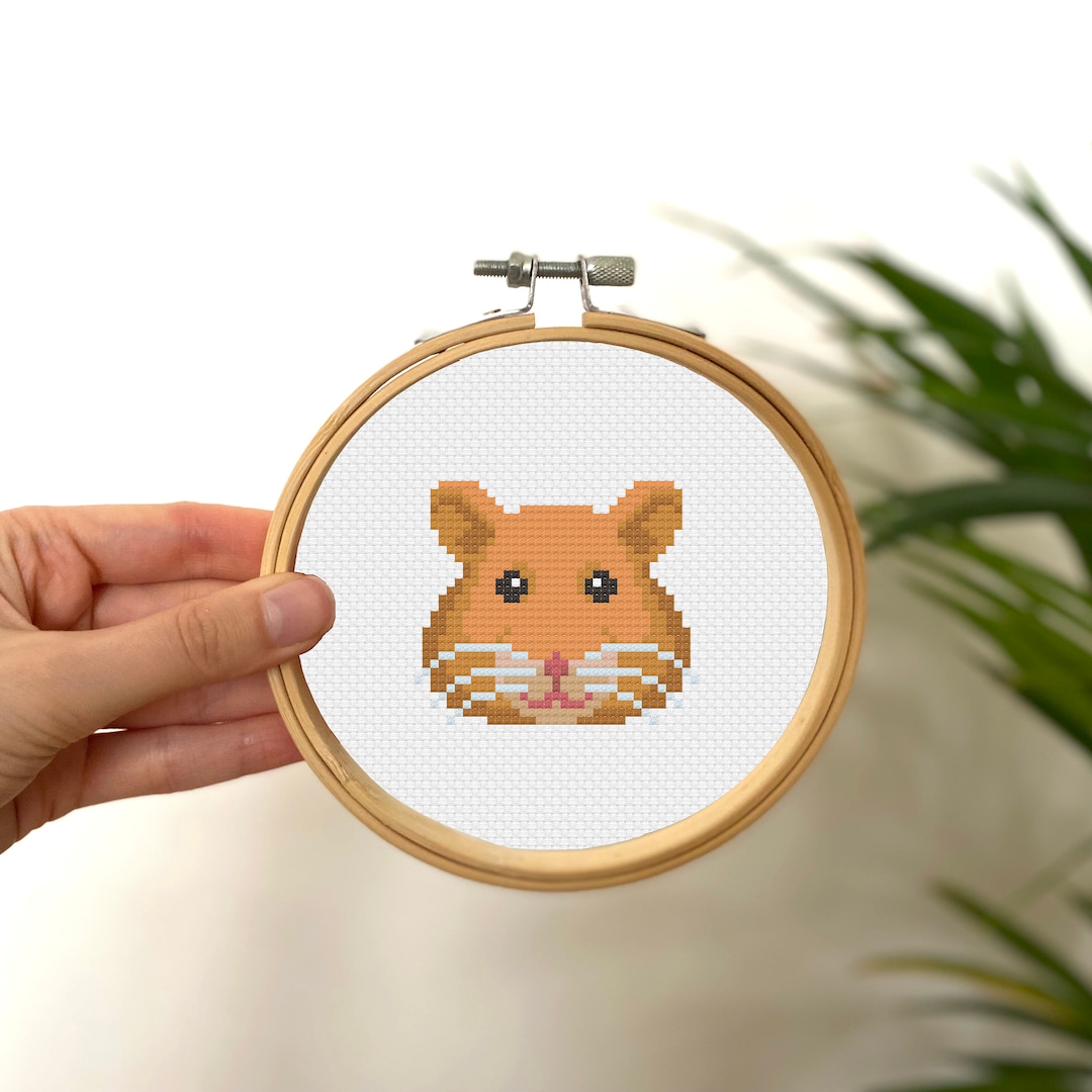 Tiny Cross Stitch Hamster , Mini Cross Stitch Hamster Face , Small Easy ...