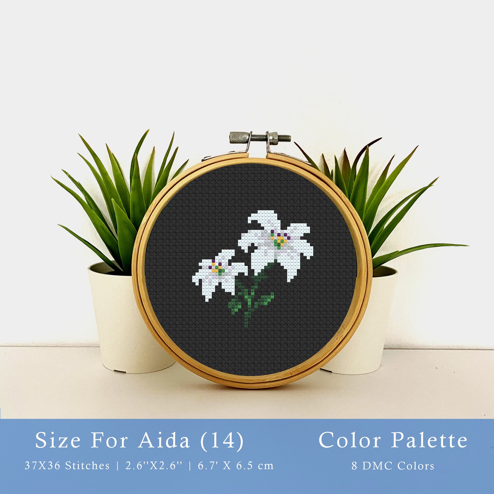 Tiny Cross Stitch Lily , Mini Cross Stitch Flower , Small Easy Beginner ...