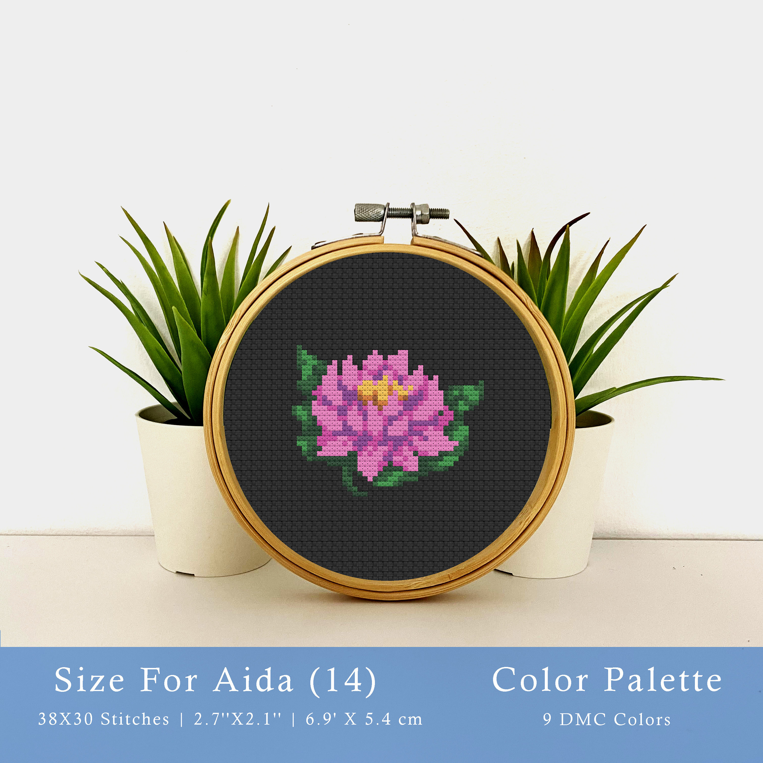 Tiny Lotus Cross Stitch Pattern, Easy Beginner Flower (PDF Pattern) - Etsy