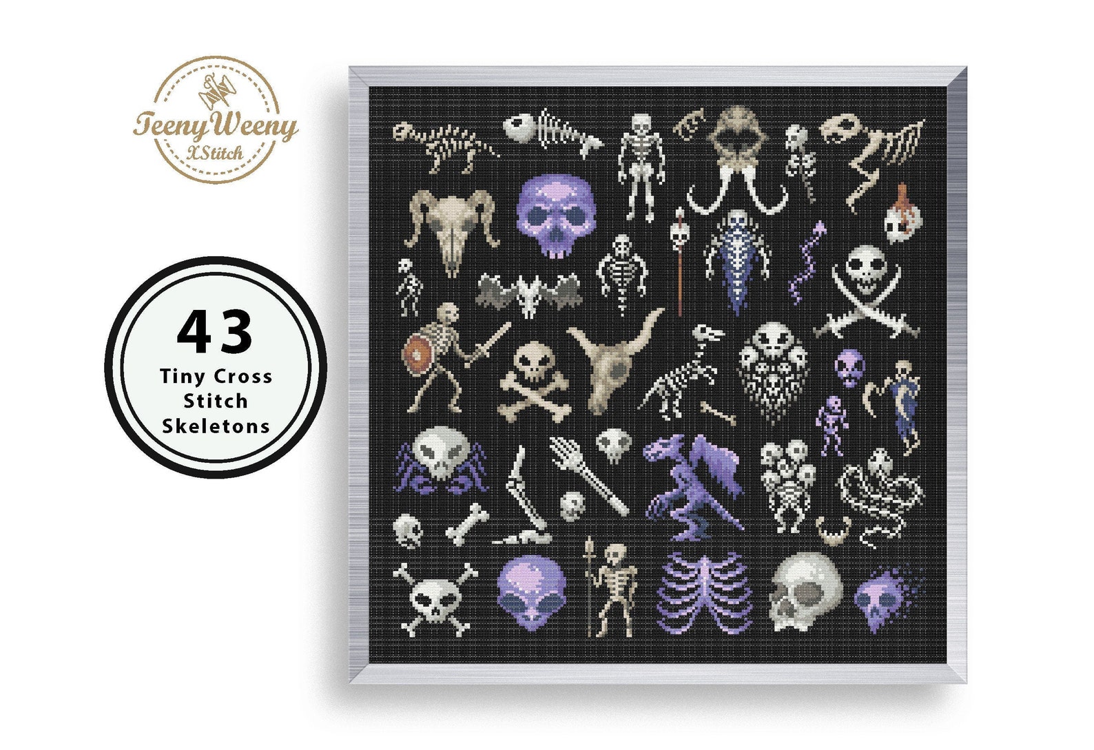 43 Tiny Cross Stitch Skeletons Mini Cross Stitch Halloween - Etsy