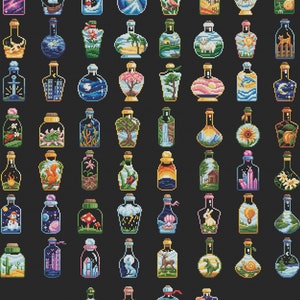 60 Tiny Art in a Bottle Cross Stitch Pattern Set , Mini Cross Stitch ...