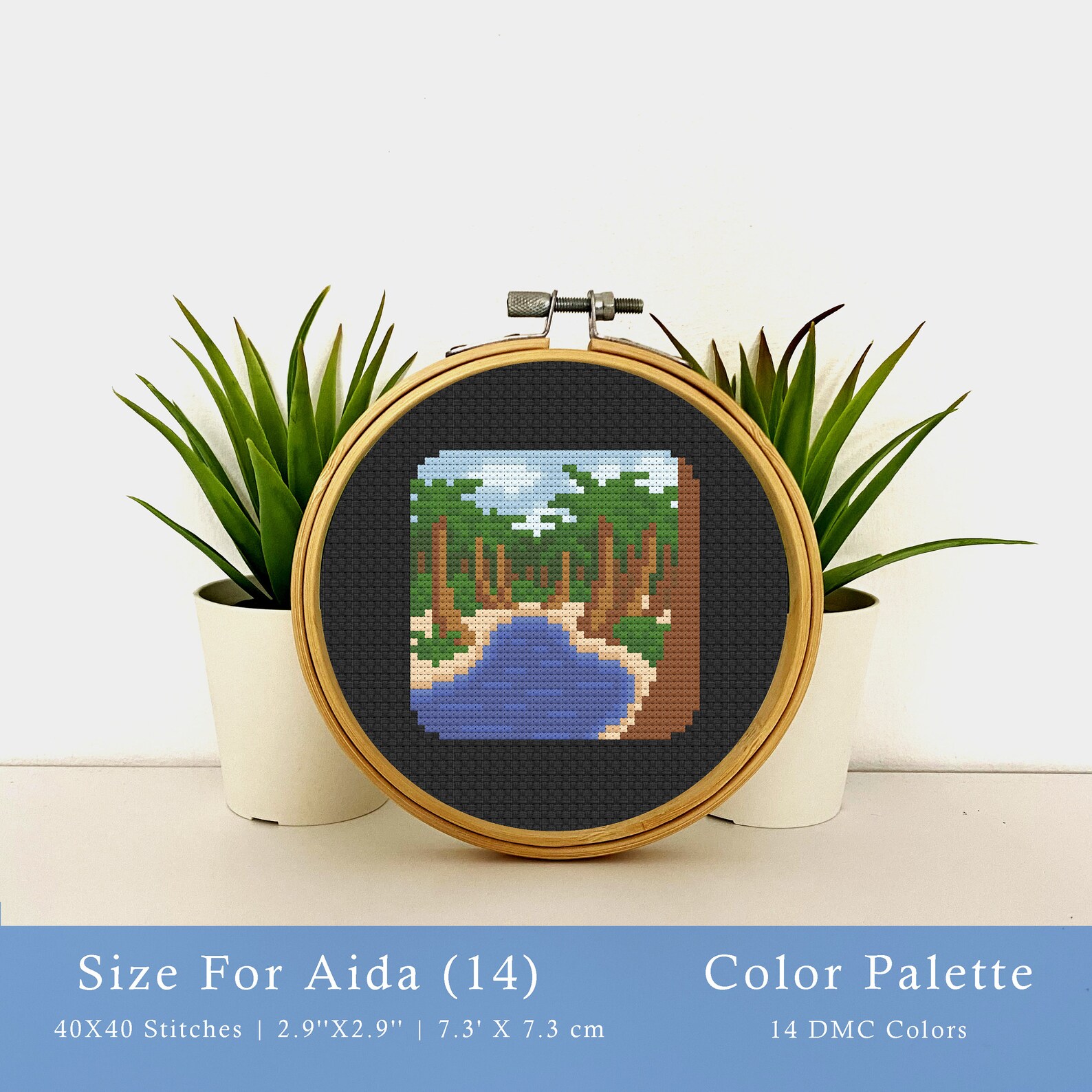 20 Tiny Cross Stitch Landscapes Set Mini Cross Stitch Forest - Etsy