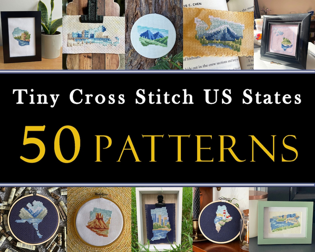 50 Tiny USA State Cross Stitch Pattern Set , Mini Cross Stitch ...