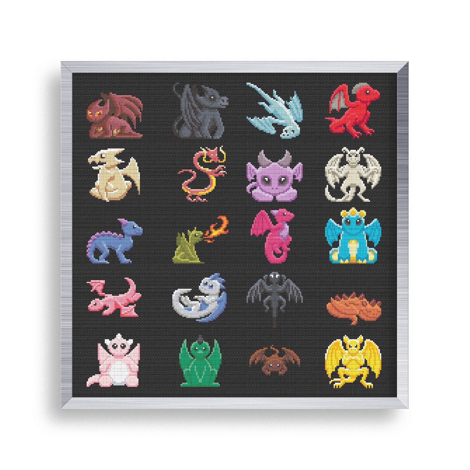 20 Cute Dragons Cross Stitch Mini Pattern Set Tiny Cross - Etsy