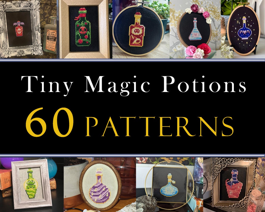 60 Tiny Cross Stitch Magic Potions Set , Mini Cross Stitch RPG , Small ...
