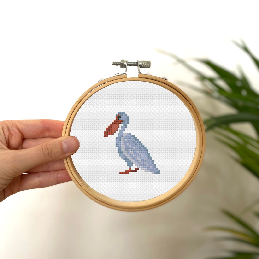 Tiny Cross Stitch Pelican , Mini Cross Stitch Bird , Small Easy Animals ...
