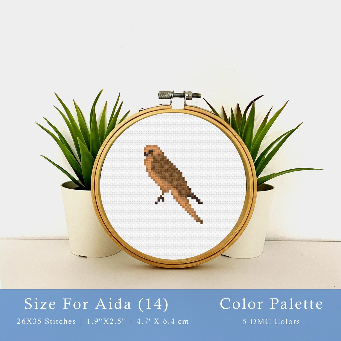 Tiny Cross Stitch Hawk Mini Cross Stitch Brown Bird Small | Etsy