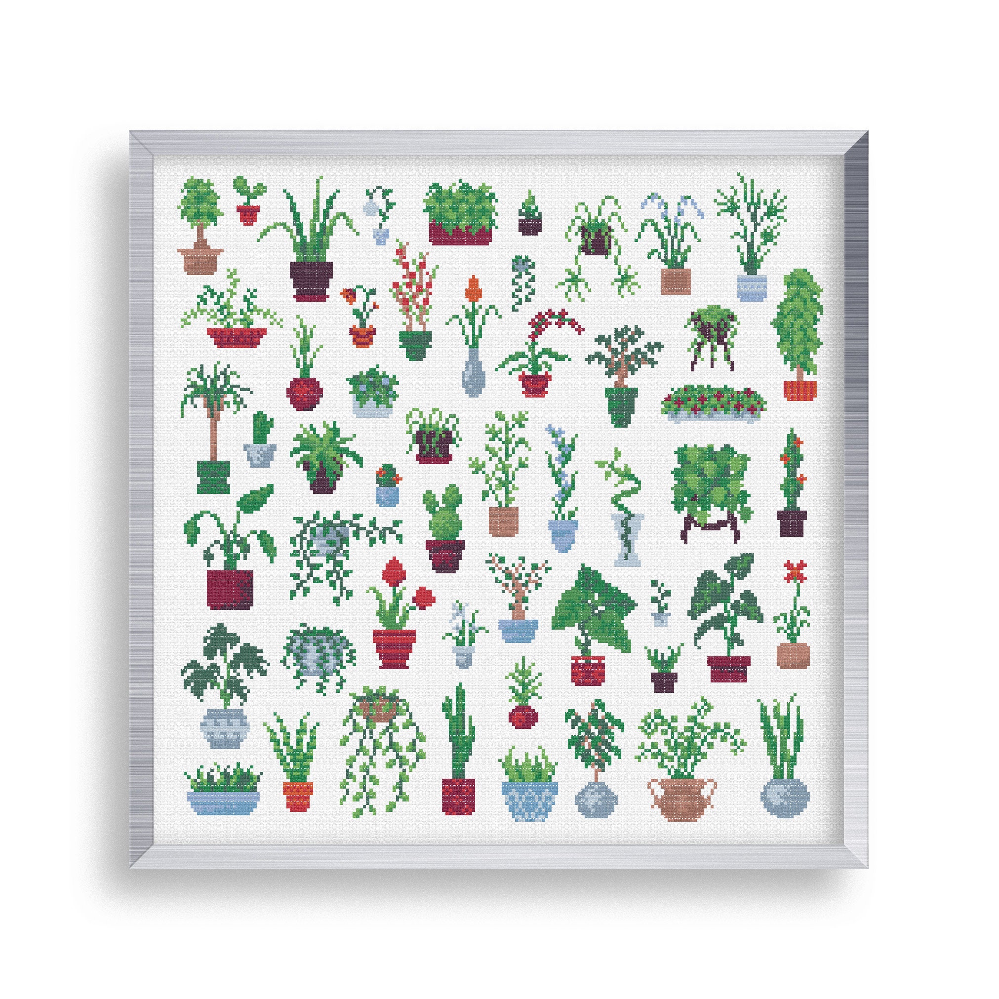 52 Tiny Cross Stitch Flower Pots Mini Cross Stitch Plants - Etsy