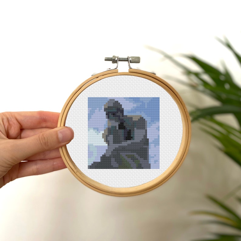 The Thinker Sculpture Mini Cross Stitch Pattern, Easy Beginners Stitch ...