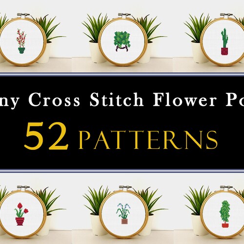 52 Tiny Cross Stitch Flower Pots Mini Cross Stitch Plants - Etsy