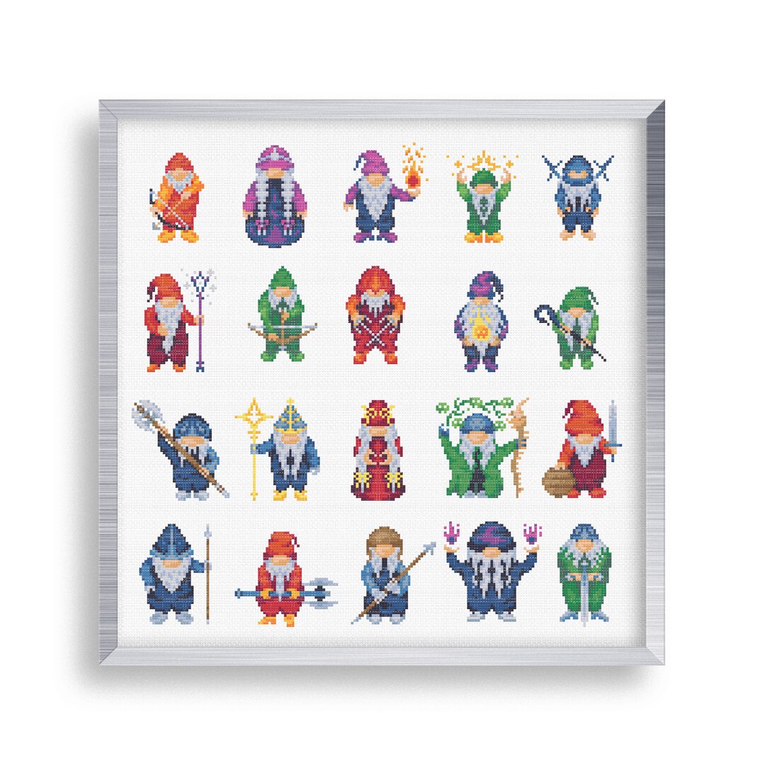 Adventure Gnome Cross Stitch Pattern, Tiny RPG Set (digital Download ...