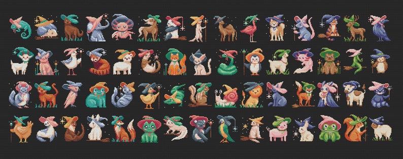 60 Tiny Cross Stitch Magic Animals Set Mini Cross Stitch - Etsy