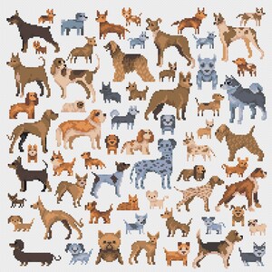 Tiny Cross Stitch Dogs Set , Mini Cross Stitch Husky , Small Easy ...